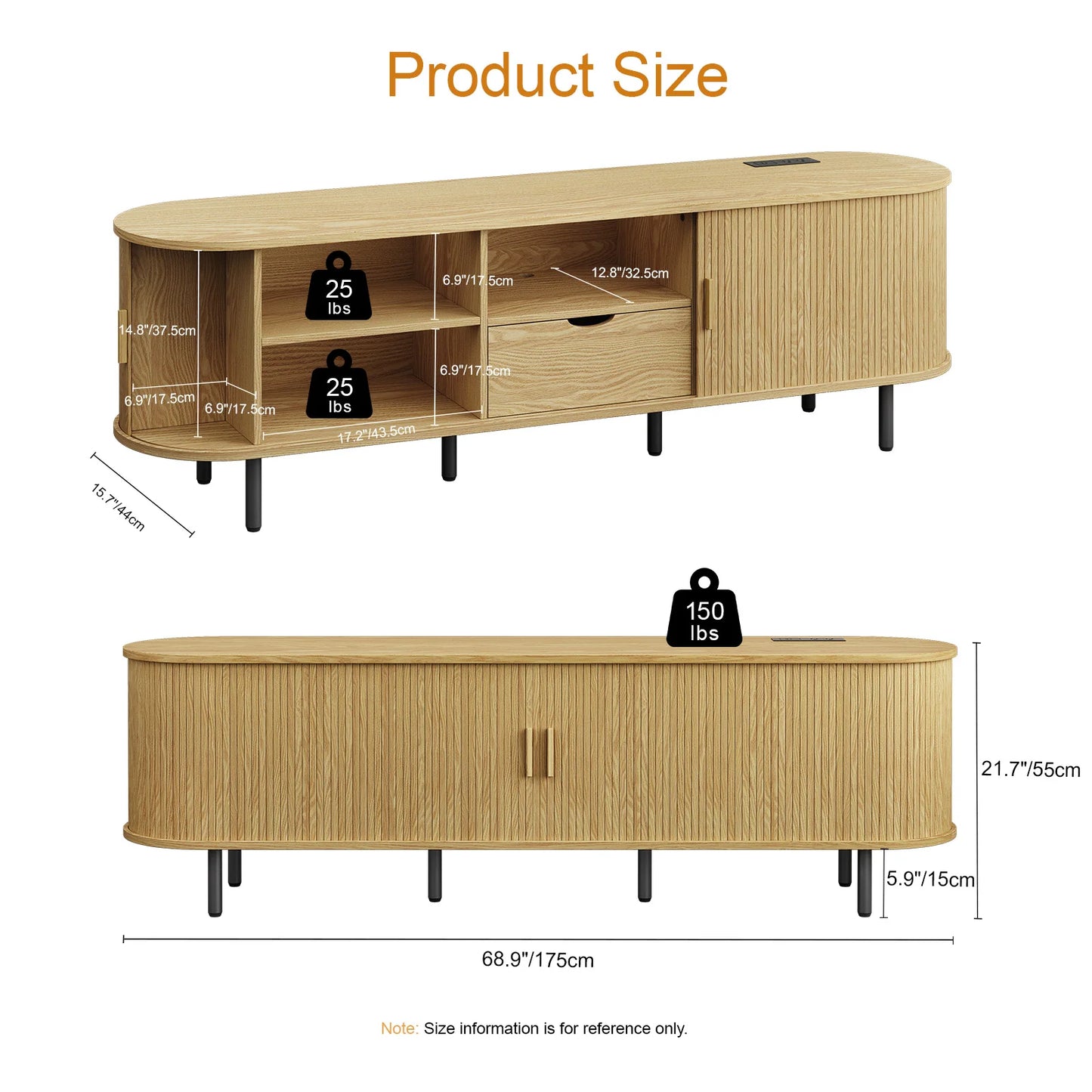 69" TV Stand w/ Power Outlet for TVs up to 80",Entertainment Center w ...