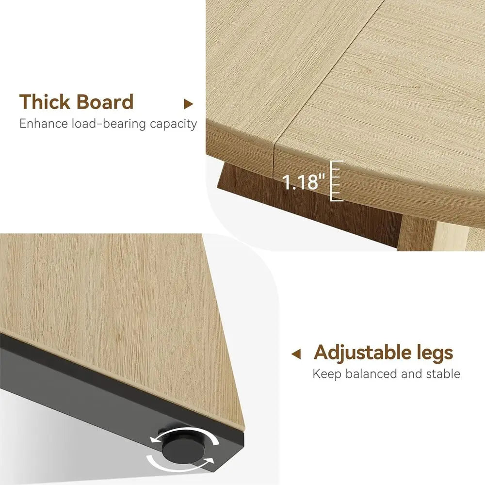 Farmhouse Style Dining Table Set for 4-6, Wooden Top Circle Table, Ped – Olivia Gray Home